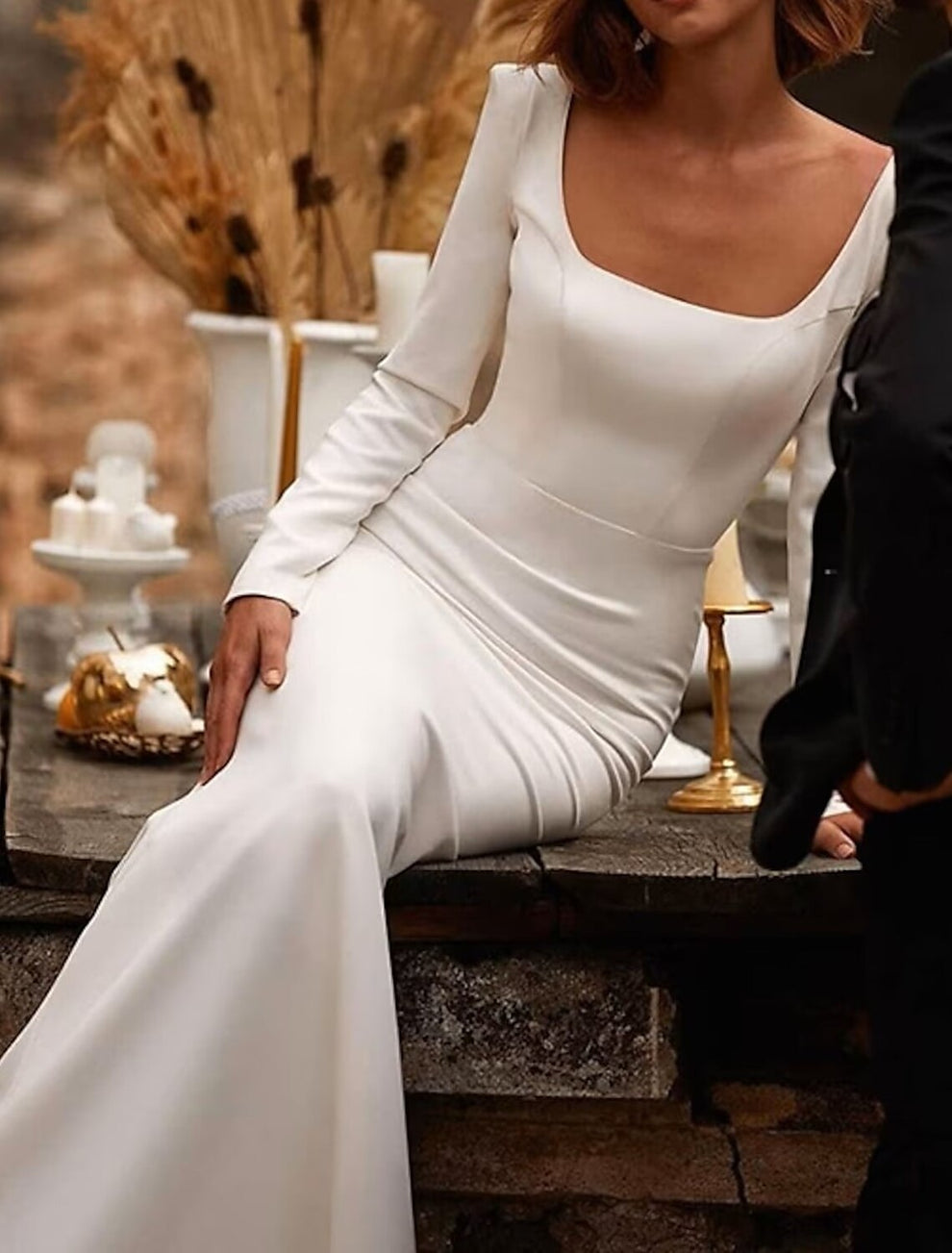 Reception Open Back Royal Style Simple Wedding Dresses Mermaid / Trump ...